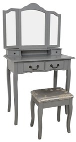Toaletní stolek s taburetem, šedá / stříbrná, Tempo Kondela REGINA NEW