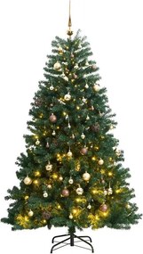Umělý sklápěcí vánoční stromek s 300 LED a koulemi 210 cm 3210129