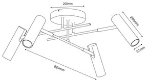 Černo-zlaté stropní svítidlo se 4 nastavitelnými bodovkami AXION