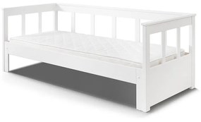 Bílá rozkládací postel z masivního borovicového dřeva Vipack Pino, 90/180 x 200 cm