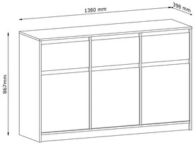 MANAMI | komoda K3D3S | 138 cm | dub cremona