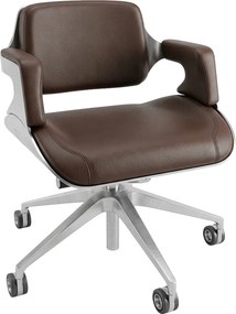 Výprodej Interstuhl designové kancelářské židle Silver 162S, kůže Leather hnědá, konstrukce hliník broušený, na tvrdou podlahu