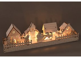 Vánoční svítící dekorace Zasněžená vesnička, 40 x 13 x 8 cm, LED
