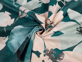 Biante Sametový povlak na polštář s lemem Tamara TMR-027 Velké květy na tmavě zeleném 45 x 45 cm