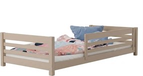 Benlemi Nízké dětské jednolůžko ze dřeva TULY se dvěma čely Zvolte barvu: Cihlová, Zvolte rozměr: 80x200 cm, Zvolte zábranu: S otevřeným vstupem