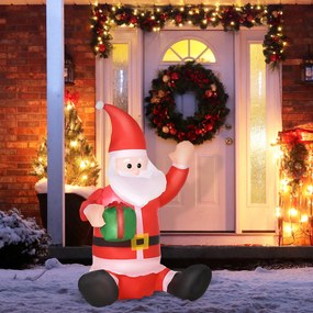 Aosom Santa Claus Vánoční dekorace, 1,2 m, samofukovací, LED, včetně ventilátoru, červená + bílá