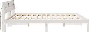 Rám postele s čelo Bílá 200 x 200 cm Masivní borové dřevo 3385743