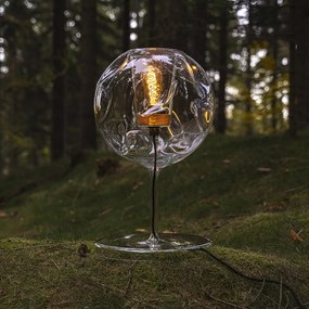 Stolní skleněná lampička Space Sphere Natural Lamp Barva objímky: Černá, Dřevodekor: Tmavý