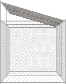 Psí klec s střechou Stříbrná 400 x 200 x 256 cm Ocel a PE 3368298