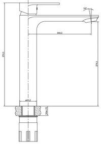 Cersanit S951-332 - Umyvadlová baterie CREA 27,4 cm černá