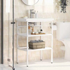 Koupelnový regál pod umyvadlo bílý 59 x 38 x 83 cm železo 338485