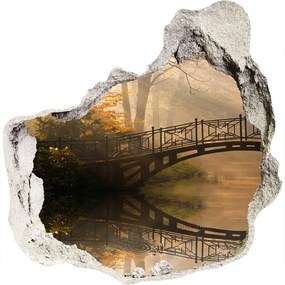 Wallmuralia Díra 3D ve zdi nálepka Starý most podzim 75x75 cm