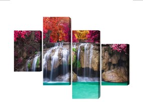 Vícedílný obraz Vodopád V Hlubokém Lese Nedostatek Nedostatek Plátno Canvas 120x75