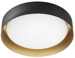 Linea Light 8302 Crew_2, stropní svítidlo s černo-zlatým límcem, 22W LED 3000K, prům. 40cm