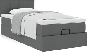 Osmanský rám postele s matrací tmavě šedá 80x200cm textil 3311415