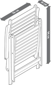 Tchibo - Vysoké teakové křeslo s nastavitelným opěradlem - barva: hnědá