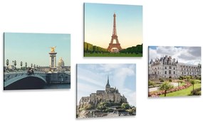 Set obrazů pro milovníky Francie - 4x 40x40 cm