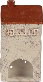 Béžový keramický domek na čajovou svíčku Lamont - 12*8*24 cm