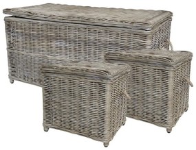 Set 3ks přírodní ratanový koš Antique - 108*52*52 / 44*48*27 cm