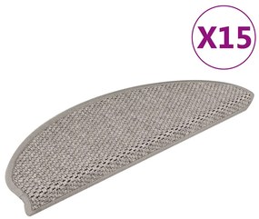 Samolepicí nášlapy na schody sisal 15 ks 65x21x4 cm stříbrné 326871