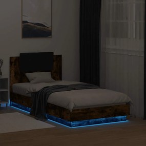 Rám postele s čelem a LED osvětlením kouřový dub 90 x 190 cm 3210063