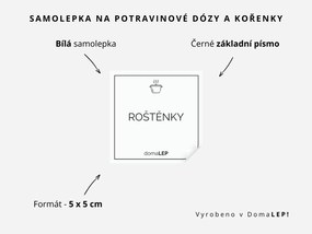 ROŠTĚNKY - omyvatelná samolepka na kořenky, výběr rozměrů Ø 5 cm / 5 x 5 cm / 6 x 8 cm | DomaLEP tvar: KOLEČKO, barva: BÍLÁ - ČERNÉ písmo, velikost: Ø 5 cm - tučné písmo