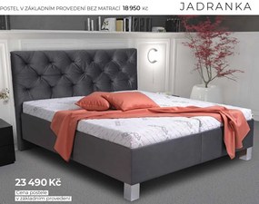 Čalouněná postel JADRANKA 160 nebo 180x200 cm, český výrobek