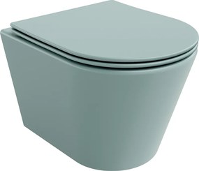 Mexen Rico WC mísa Rimless s pomalu klesající deskou slim, duroplast, světle zelená mat - 30724048