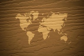 Samolepící tapeta hnědá mapa světa - 300x200 cm