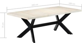 Jídelní stůl bílý 200 x 100 x 75 cm masivní mangovníkové dřevo 247428