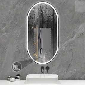 Tutumi Oválné zrcadlo 50x100 cm s vyhříváním a regulovatelným LED osvětlením HOM-02505