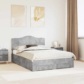 Rám postele s čelo Betonově šedá 140 x 190 cm Kompozitní dřevo 3413606