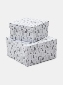 Sinsay - Vánoční dárkové krabice s potiskem vánočních stromků 2 pack - sříbrná