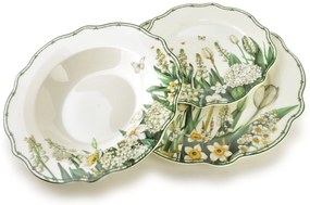 Porcelánová jídelní sada LEA Elegant 18 ks bílá/zelená