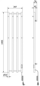 Mexen Pino, elektrické topné těleso s věšáky na ručníky 1405x347 mm, 250 W, bílá, W301-1405-347-00-20