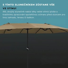Dvojitý slunečník MIAMI, 460x270cm, hnědošedá (taupe) Kingsleeve