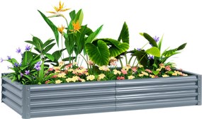 Outsunny Ocelový Vyvýšený Záhon, Počasí Odolný Záhon s Bezpečnostním Okrajem pro Skleníky, 180 x 90 x 30 cm pro Zahradu a Balkon, Záhon pro Květiny a
