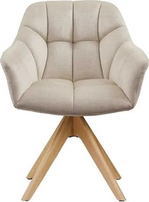 Designová otočná židle Vallerina béžový samet / dub