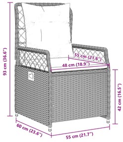 5Dílný Zahradní Jídelní Set S Poduškami Světle Šedý Polyratan - Světle šedá / 4 / 80 x 80 x 74 cm