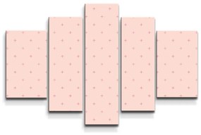 Sablio Obraz - 5-dílný Růžové křížky na světle růžové - 125x90 cm