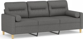 3místná pohovka s polštáři tmavě šedá 180 cm textil 3200830