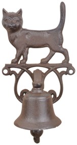 Zahradní zvonek Cat, 24x14 cm, litina, hnědá