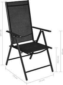 vidaXL Skládací zahradní židle 2 ks hliník a textilen [41730] Barva: Černá