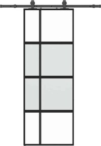 Posuvné dveře se sadou kování černé 76x205 cm Tvrzené sklo 3375920