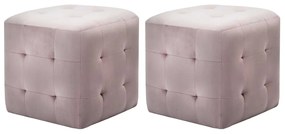 Noční stolky 2 ks - sametová látka - růžové | 30x30x30 cm