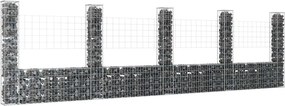 Gabionový koš ve tvaru U s 5 sloupky železo 500 x 20 x 150 cm 151285