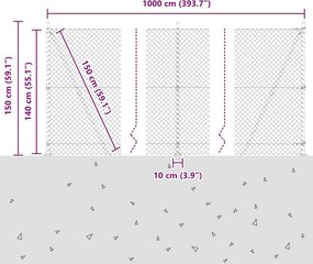 Zábradlí s betonovým základem 10 x 1,4 m Ocel potažená PVC 3351231