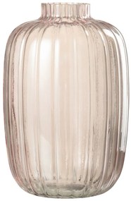 Růžová skleněná váza s úzkým hrdlem Junna L - Ø 20*30 cm