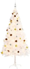 Vánoční stromek s LED osvětlením a baňkami bílý 180 cm 321503