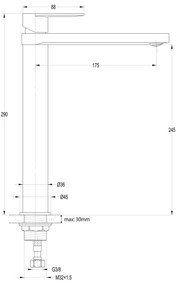 Aqualine - Umyvadlová baterie DAPHNE 29 cm matná černá
